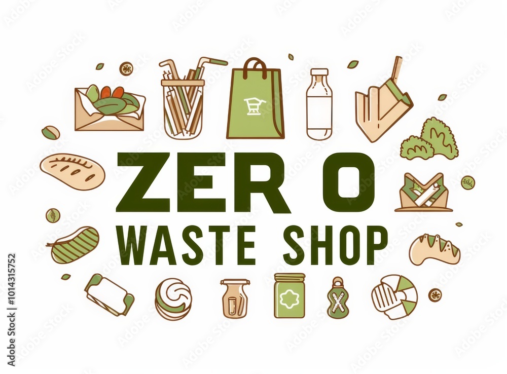 Logo design for an online zero waste shop featuring "ZERO WASTE SHOP ...