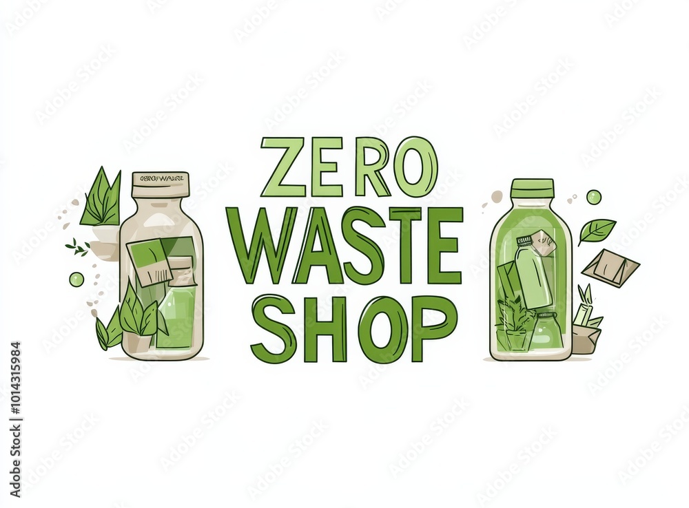 Logo design for an online zero waste shop featuring "ZERO WASTE SHOP ...