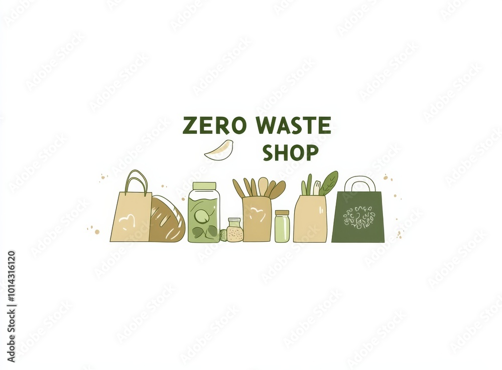Logo design for an online zero waste shop featuring "ZERO WASTE SHOP ...