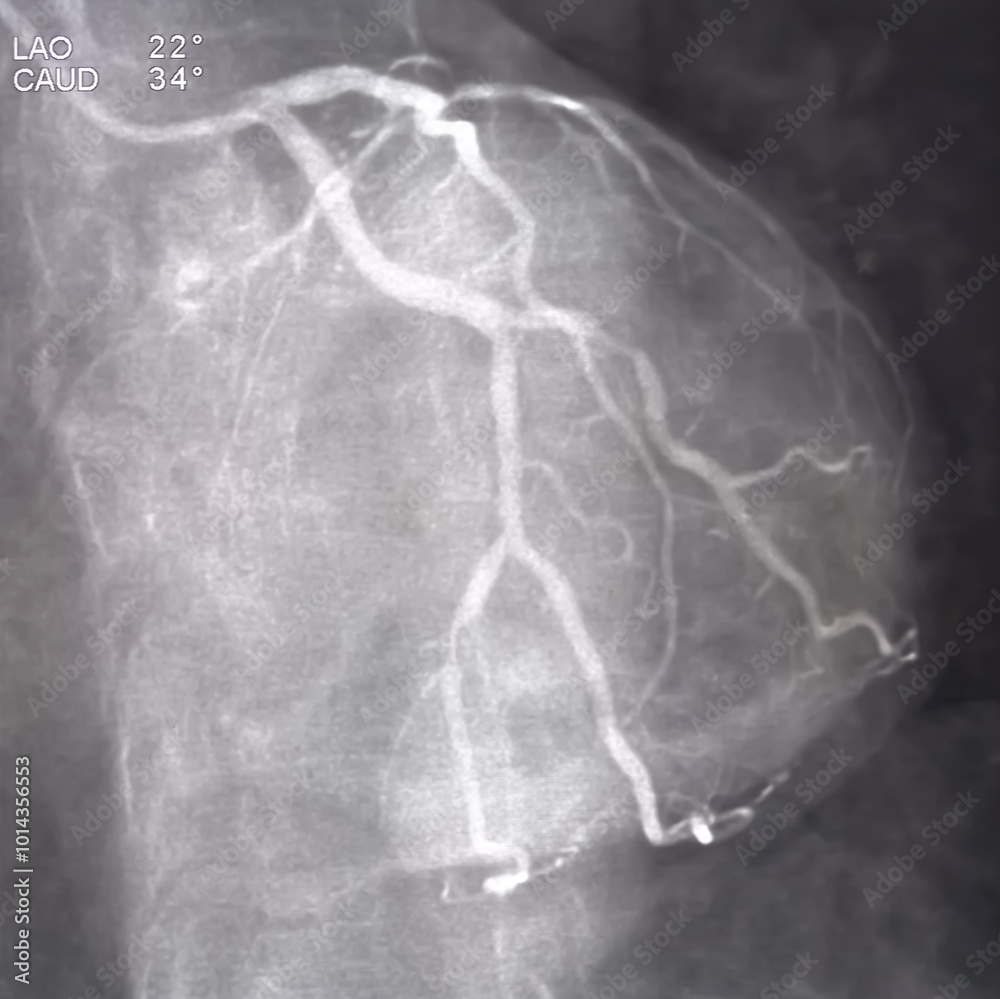 Coronary angiogram of left coronary artery during cardiac ...