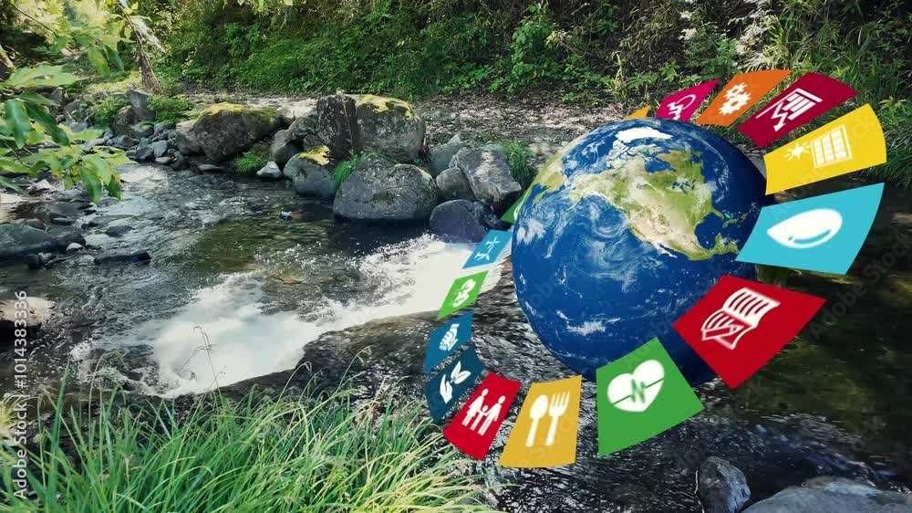 Streamscape and SDGs (Sustainable development goals) concept Stock ビデオ | Adobe Stock