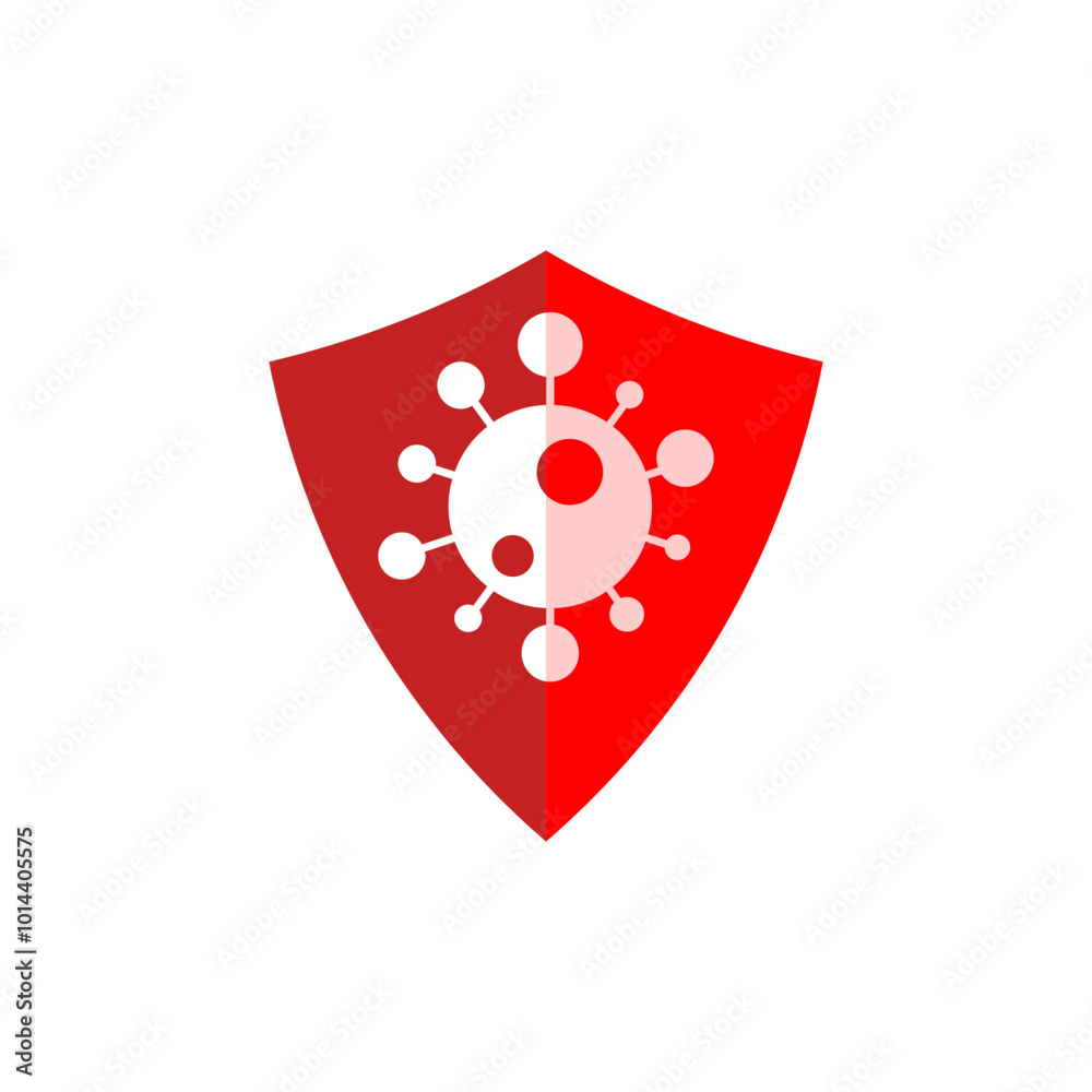 Shield in red combine with the virus in white signify the protecting from the dangerous virus ...