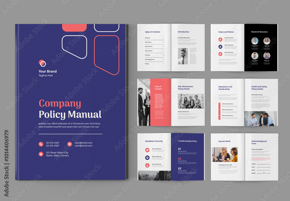 Company Policy Brochure Layout Stock Template | Adobe Stock