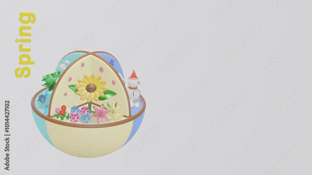 The 4 Seasons Concept in 3D Model, The four seasons of the year: Spring ...