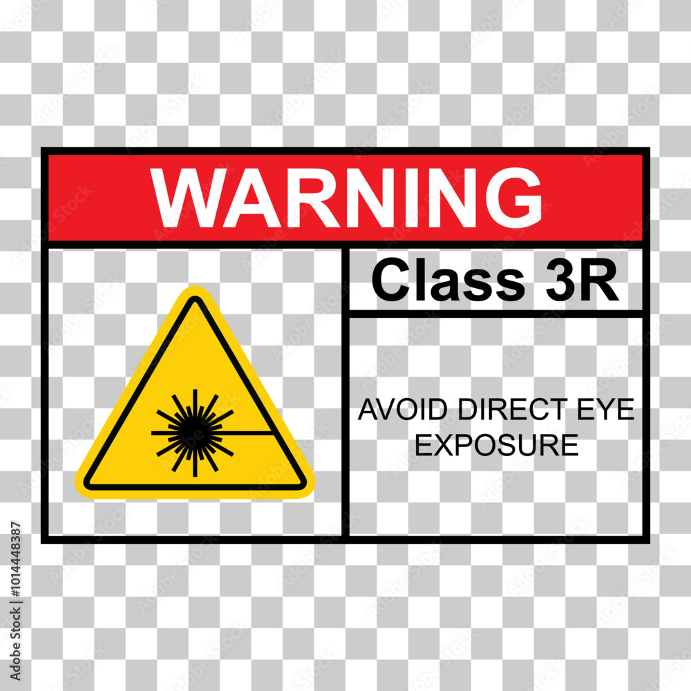 Laser radiation danger class 3R label icon, safety information symbol ...