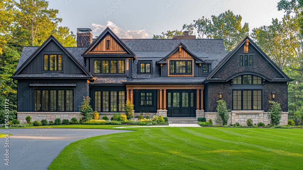 Architectural design of a house with cinnamon accents, traditional ...