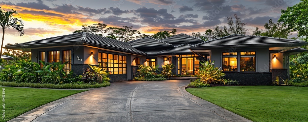 Architectural design of a home with dusk gray accents, blending ...