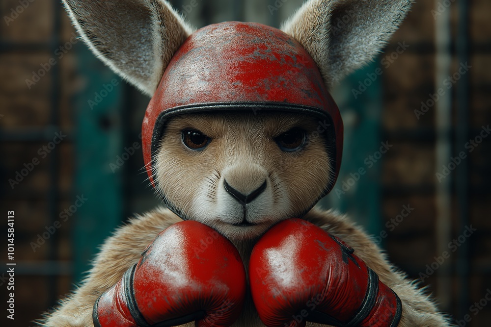 Cartoon rabbit wearing a red helmet. The helmet is on the rabbit's head ...