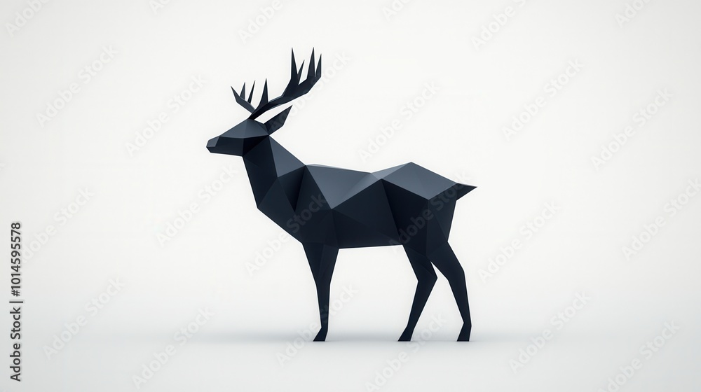 Geometric stag silhouette with sharp edges on a sleek minimal ...
