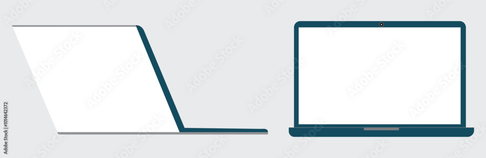 Laptop front side and back side screen mockup vector Stock Vector ...