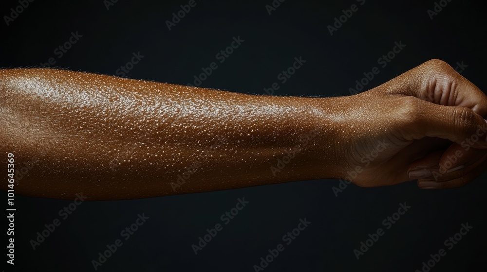 Dramatic high-contrast image of a person's arm displaying the ...