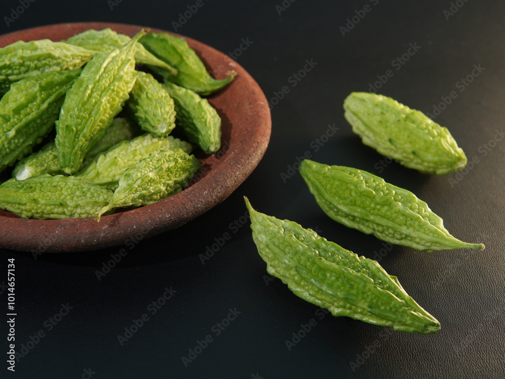 Momordica charantia fruit or (Peria, Bitter Gourd, Bitter Melon, Bitter ...