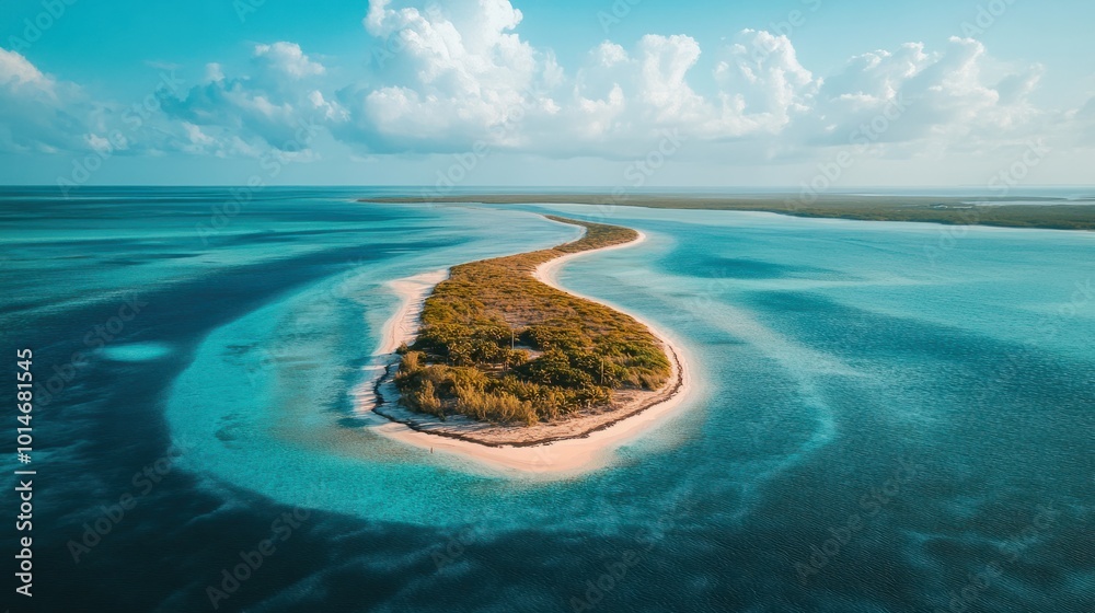 Sandbar forming off the coast, slowly building up to become a small ...