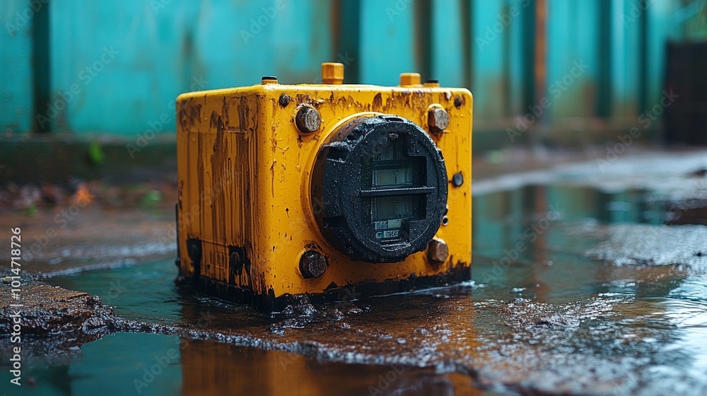 yellow backup sump pump rests in mud, emphasizing its function in ...