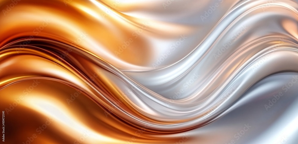 Liquid Metal Dreamscape: Abstract swirls of molten gold and silver ...