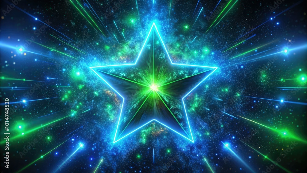 Experience a stunning 3D animation featuring cosmic star tracks, neon ...