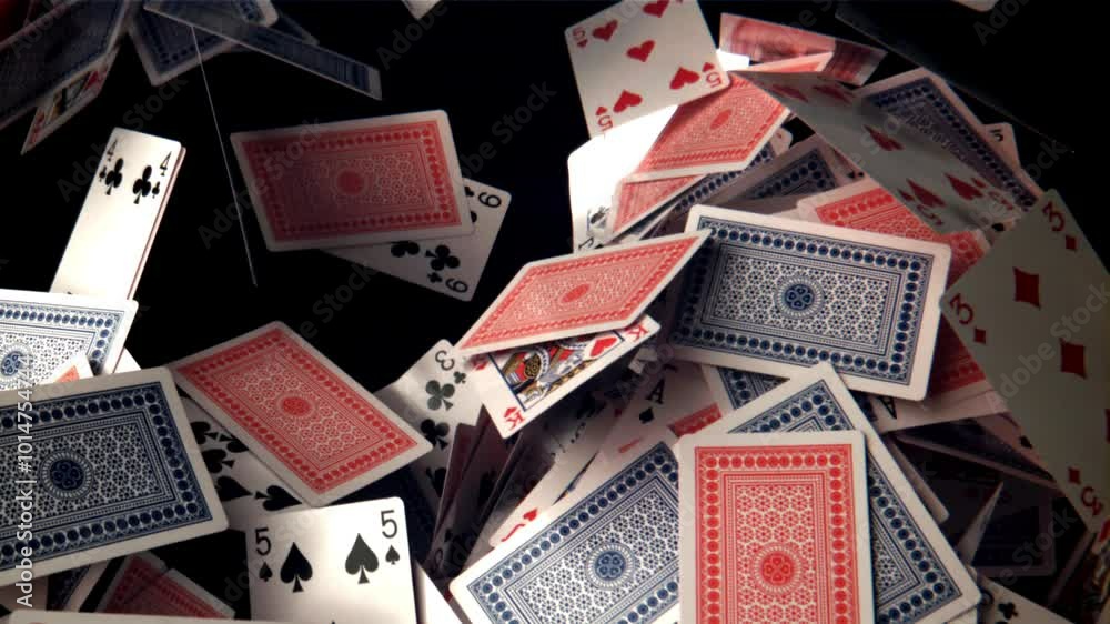 Poker Cards. Filmed on a high-speed camera at 1000 fps. High quality ...