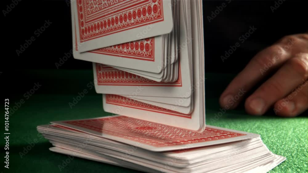 Poker Cards. Filmed on a high-speed camera at 1000 fps. High quality ...