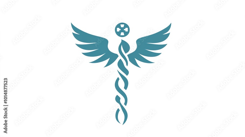 A medical icon representing health and care, featuring a stylized ...