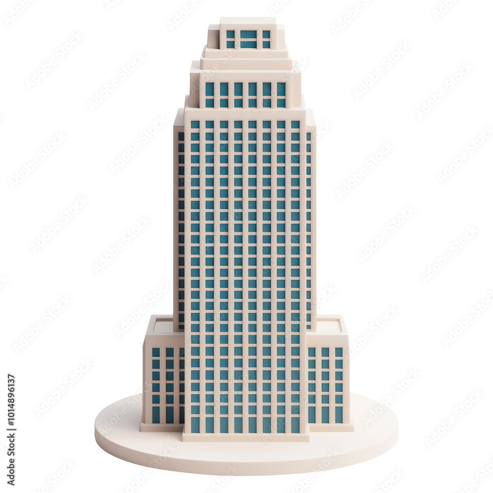 3D tiered skyscraper with a stepped architectural design and numerous ...