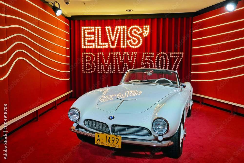 Munich, Germany, August 25, 2024: Classic Elvis' BMW 507 Display with ...