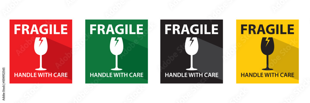 Sticker fragile handle with care, fragile warning label, fragile label ...