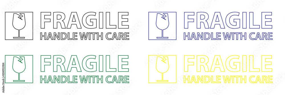 Sticker fragile handle with care, fragile warning label, fragile label ...