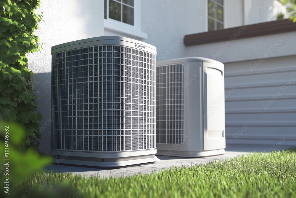 Residential air source heat pump installation, showcasing modern energy ...