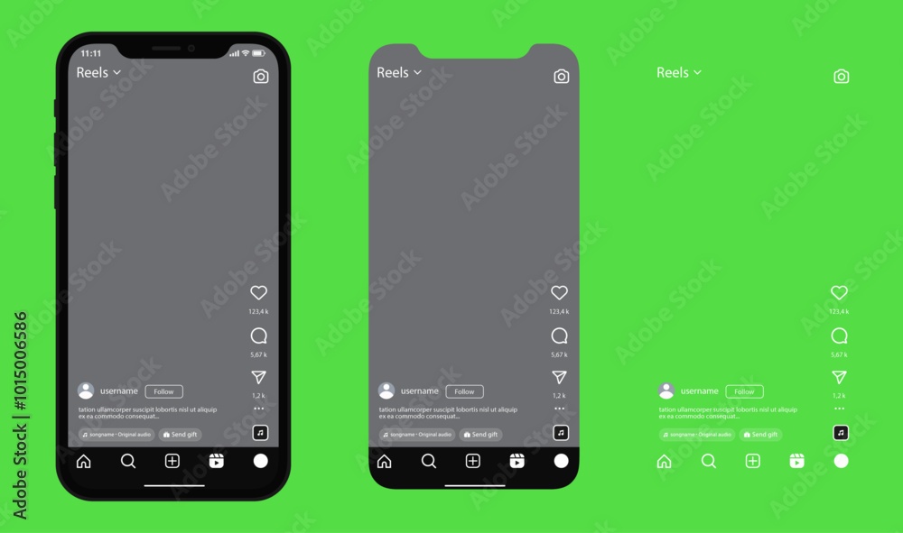 Instagram screen mockup set. Instagram social media template and ...