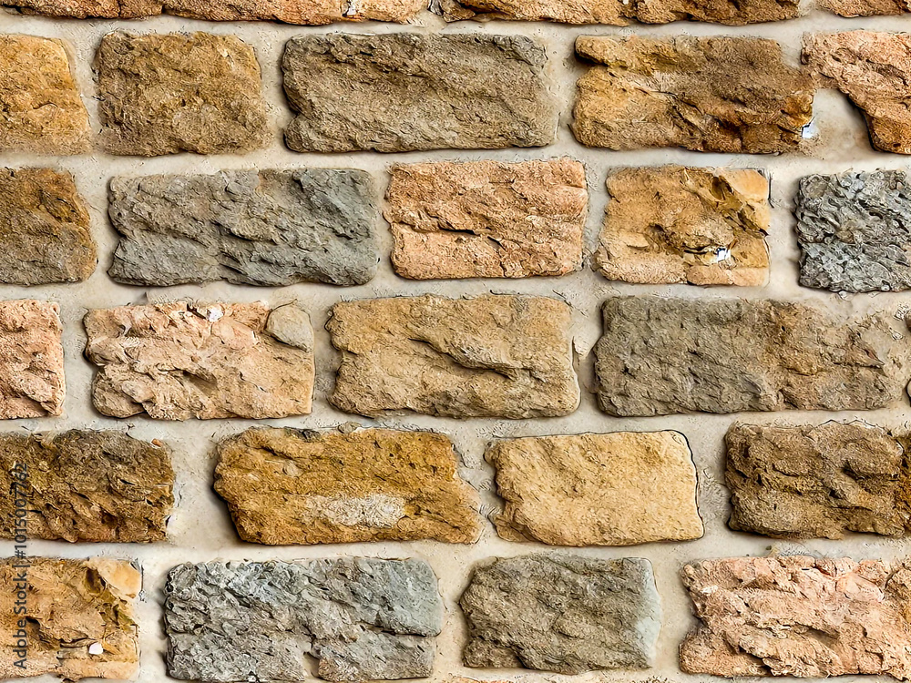 Seamless stone wall texture featuring a variety of natural colors and ...