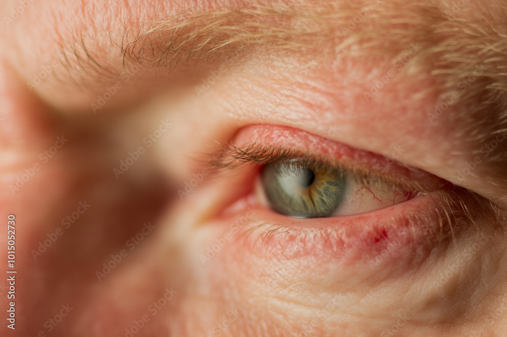 Human Eye with Conjunctivitis extreme close up. Closeup irritated ...