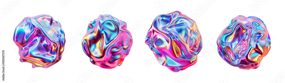 Colorful abstract 3D art with soft, rounded shapes floating against a ...