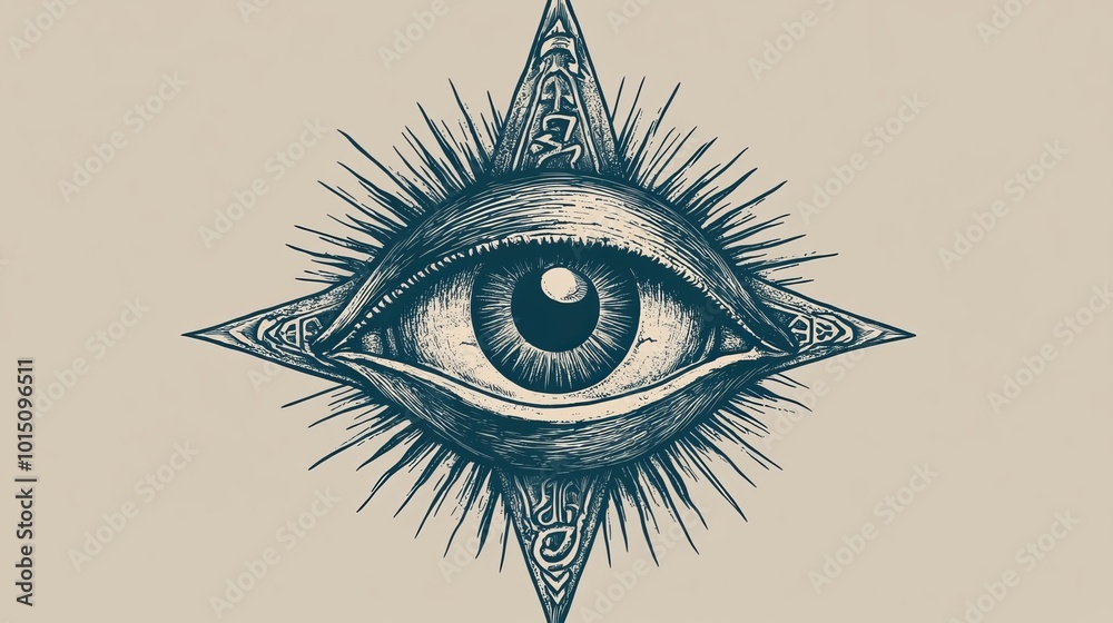Intricate Vintage Tattoo Flash of the Eye of Providence: A Masonic ...