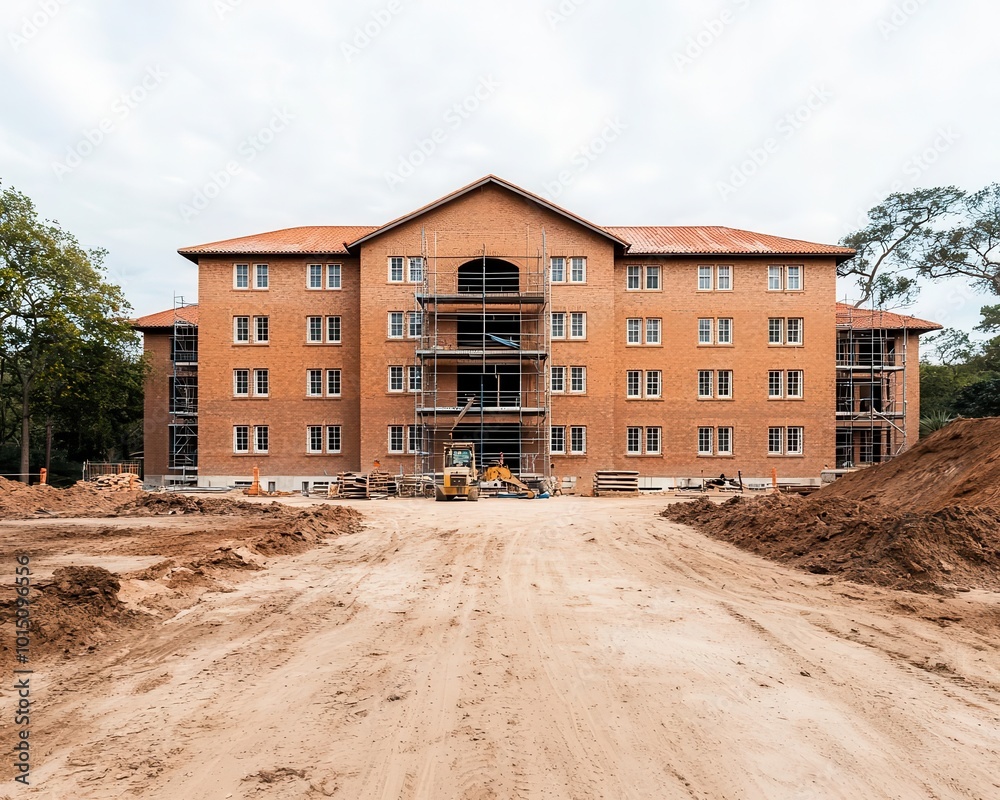 Historic hotel under renovation, blending old architecture with modern ...