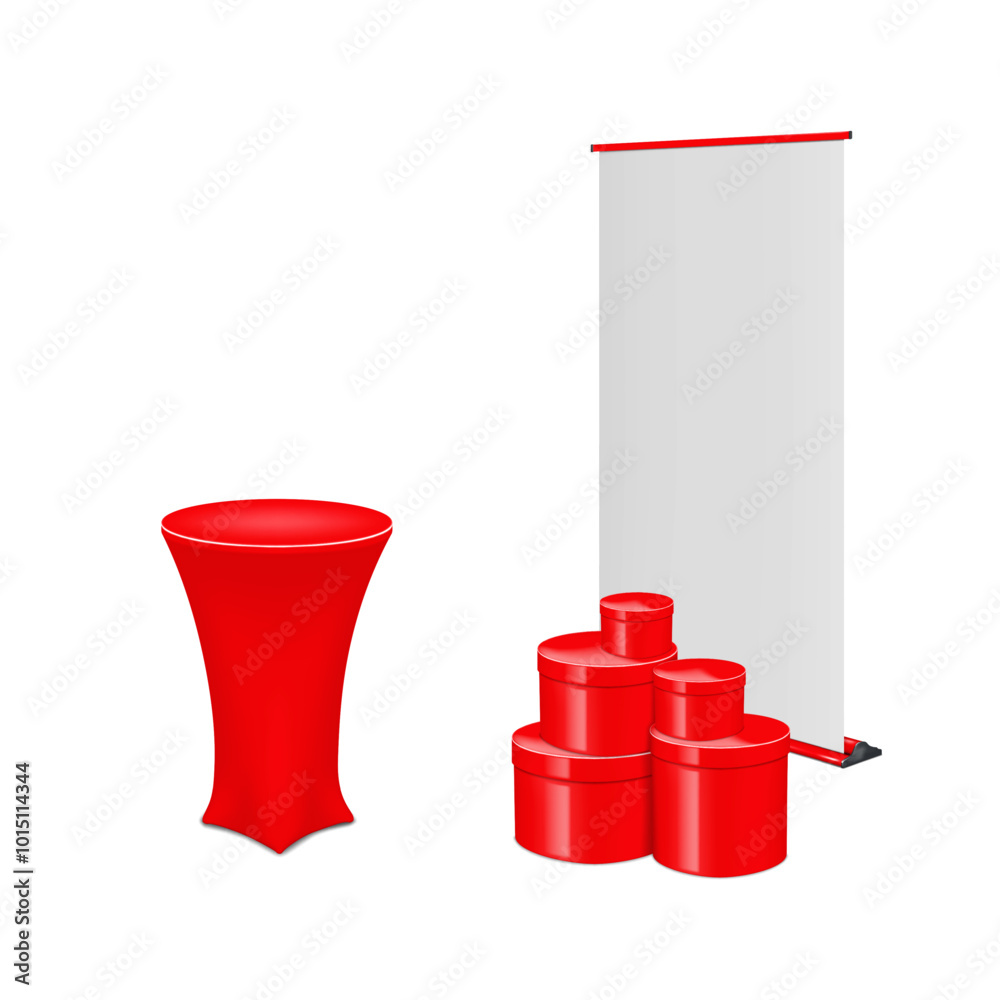 Promotional set color mock-up. Red and white. Blank promotion cocktail ...