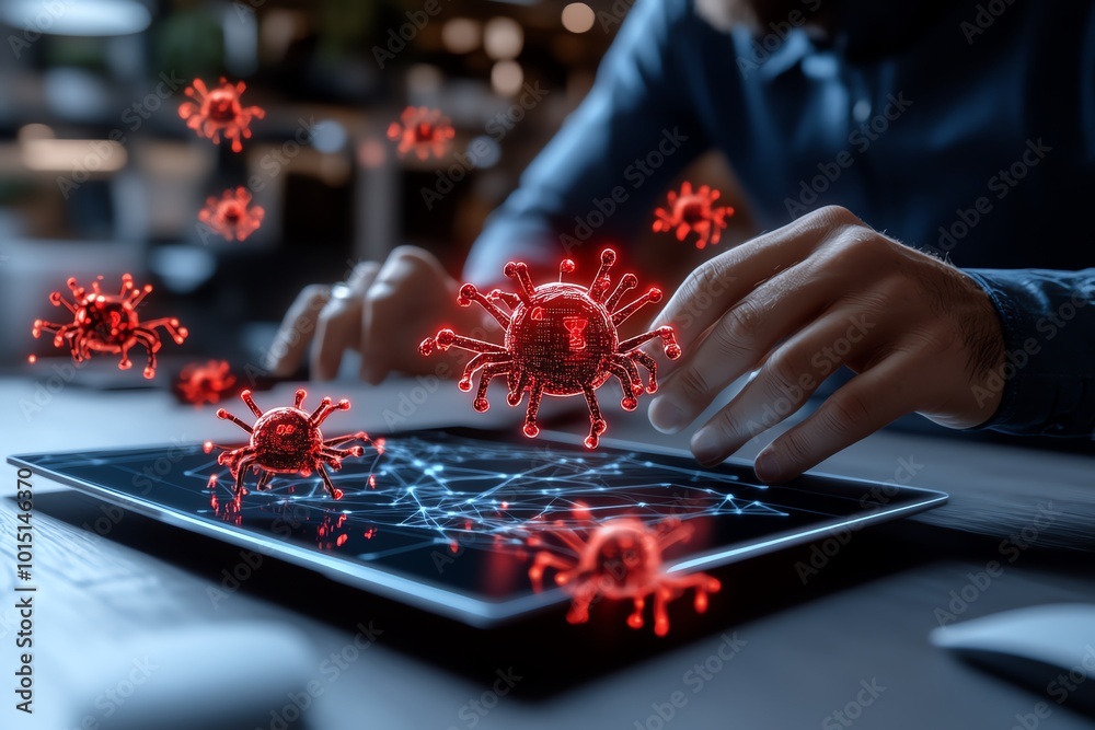 Futuristic user detecting a phishing attack in a virtual reality ...