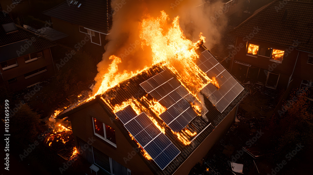 House Roof with Solar Panels on Fire | Emergency Response to Solar ...