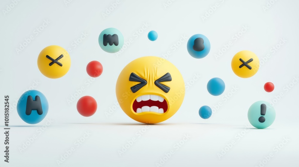 Colorful 3D emoji displaying mixed emotions against a light background ...