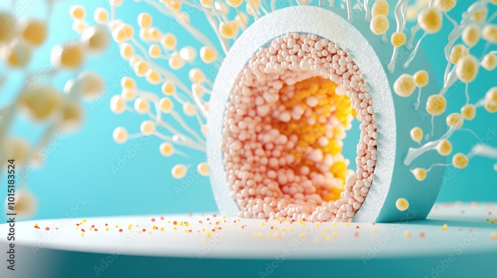 A cross section of an organ with visible inflammation, representing the ...