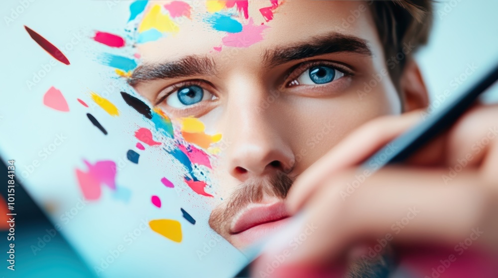 Artist creating a complex illustration using Clip Studio Paint ...