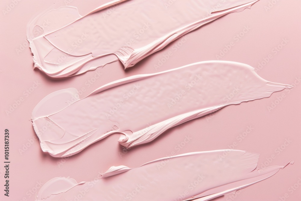 Delicate swatches of creamy cosmetic textures displayed against a soft ...