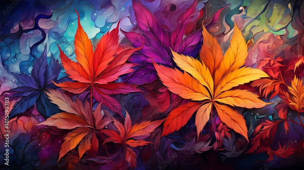 Beautiful Designer 420 Cannabis Seasonal Background with Alcohol ink ...