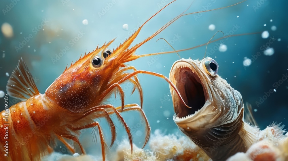 In a fascinating underwater world, a bold shrimp confronts a startled ...