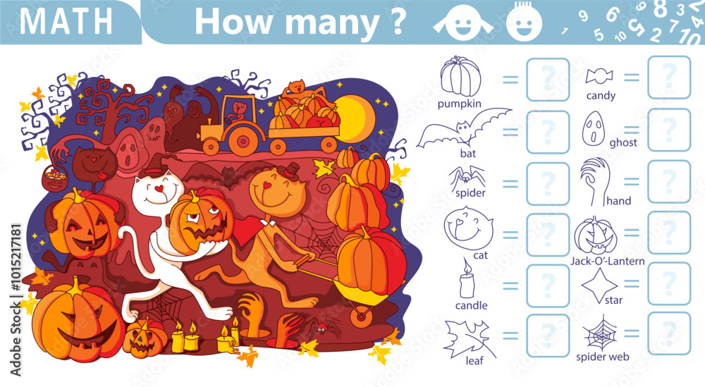Counting math game for kids. Find and count hidden objects in the ...