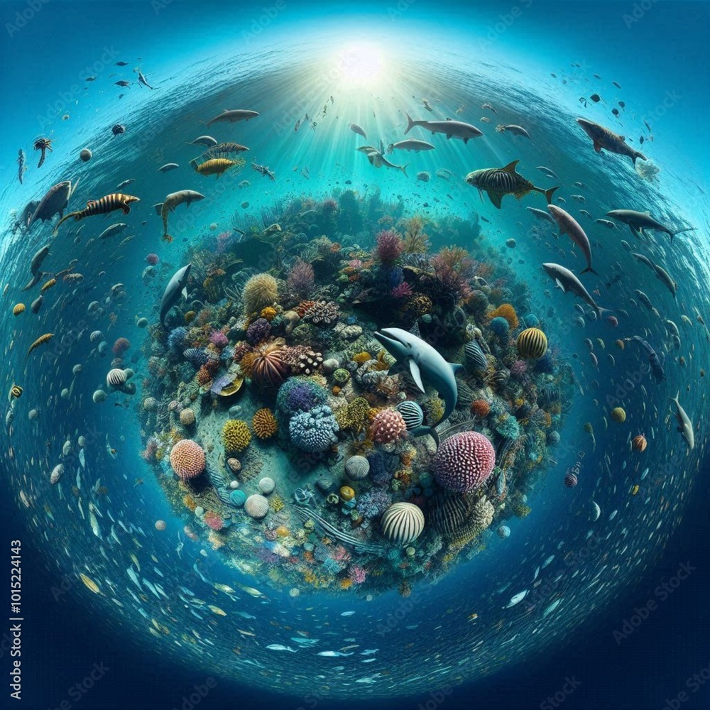 360-degree equirectangular projection underwater globe 8K v6 ...