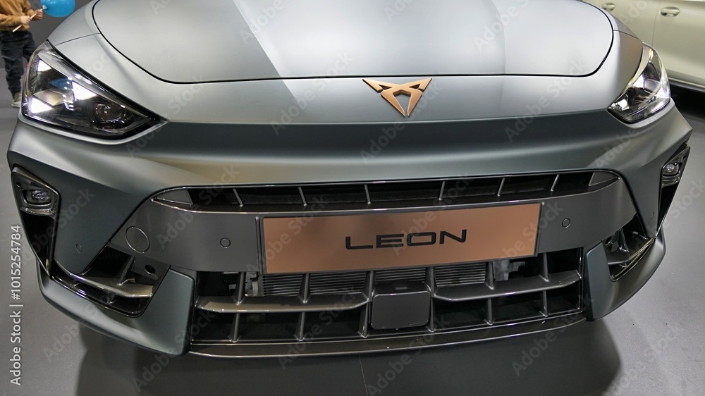 Front mask of modern Tavascan facelift of spanish small family car ...