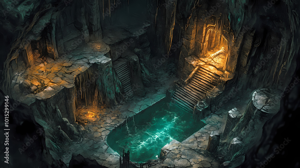 Dnd battlemap cavern, shadow, beast, eerie, underground, lair. Shadow ...