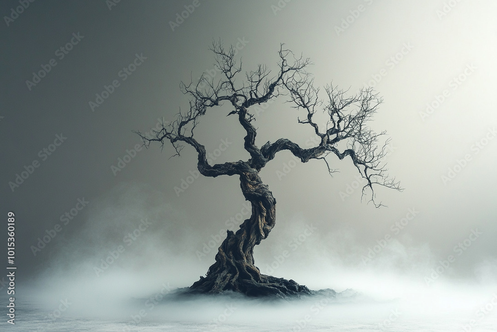 Spooky Halloween Tree with Eerie Haunted Ghostly Background Stock Photo ...