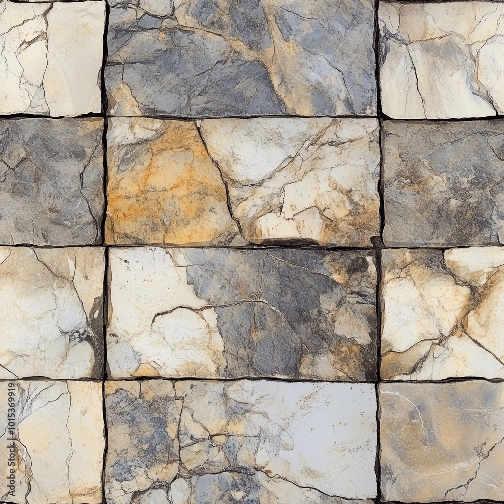 Seamless pattern of natural stone tiles with irregular shapes and ...