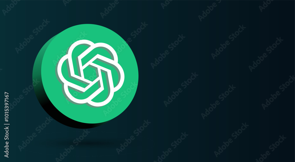 3d chatgpt logo icon in modern circle button. 3d social media icons ...